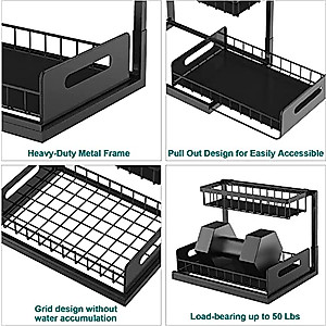 HFXBearArmor Sink Organizer, Pull Out Cabinet Organizer Slide Out Sliding Shelf Under Cabinet Storage Multi-Use for Under Kitchen Bathroom Sink Organizers and Storage