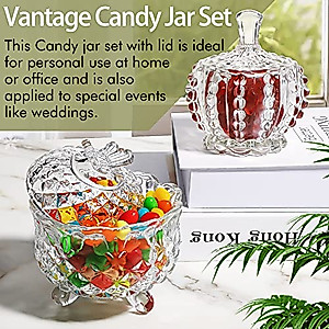 INFTYLE Glass Candy Dish with Lid Set of 4 Crystal Glass Candy Jar Jewelry Box Dappen Dish Cookie Jar for decorative storage gift idea