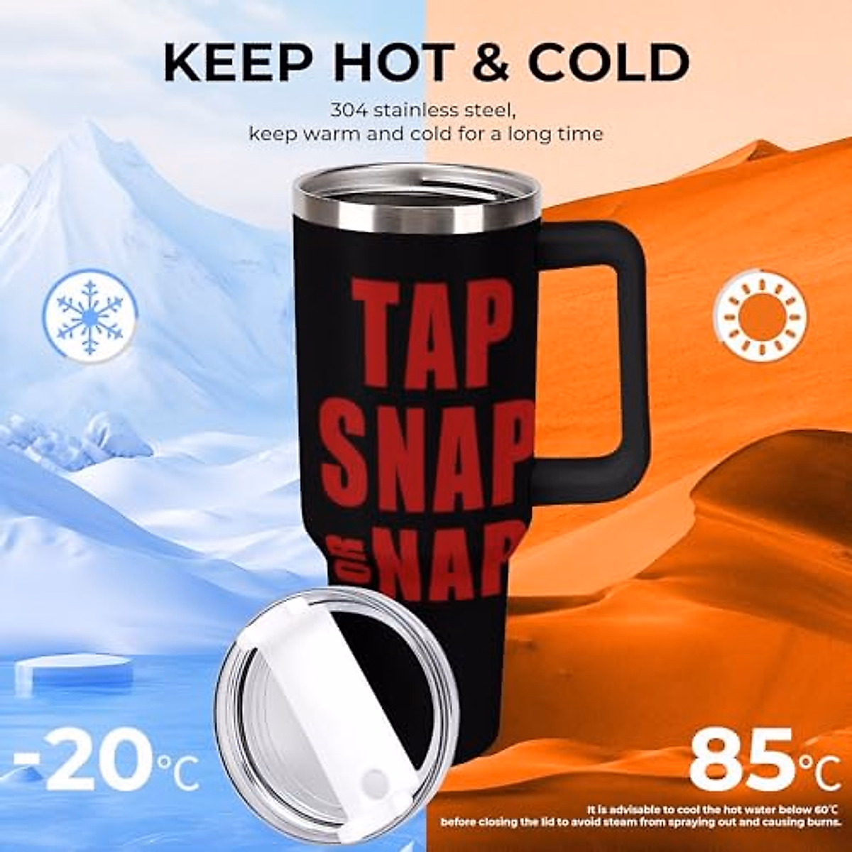 Tap Snap Or Nap Brazilian Jiu Jitsu 40OZ Tumbler Stainless Steel Travel Mug Water Bottle Car Cup Tea Cups with Lid Black-style