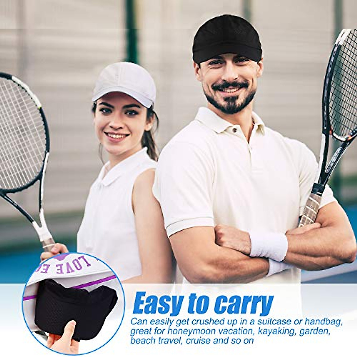 Geyoga Quick Dry Baseball Cap Mesh Sports Cap Workout Tennis Hat for Men Women Adults Outdoor Sports(Black and White,2 Pieces)