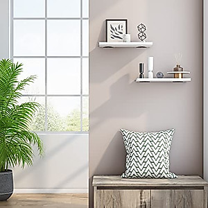 Povrgive Floating Shelves Set of 4, Modern Wall Mounted Display Ledge, Storage Rack for Living Room, Kitchen, Bathroom, Office, 15.7 inch (White)