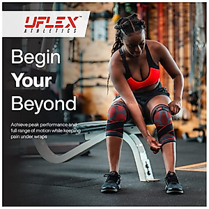 UFlex Athletics Knee Compression Brace for Men and Women - Non Slip Sleeve with Straps for Pain Relief, Meniscus Tear, Sports Safety in Basketball, Tennis - Single Wrap, Small