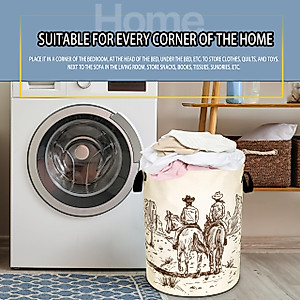 Western Cowboy Laundry Basket Desert Horse Foldable Waterproof Oxford Cloth Funny Tote Bag Laundry Hamper Clothes Storage Bucket Toy Organizer For Bathroom/Laundry Storage/Bedroom 18.9x16.5 Inch