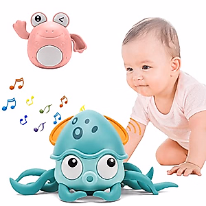 Growinlove Baby Crawling Toy Musical Interactive Crawling Octopus Toy with Music, LED Light Up and Automatically Avoid Obstacle, Moving Toy for Toddler Babies Boys Girls