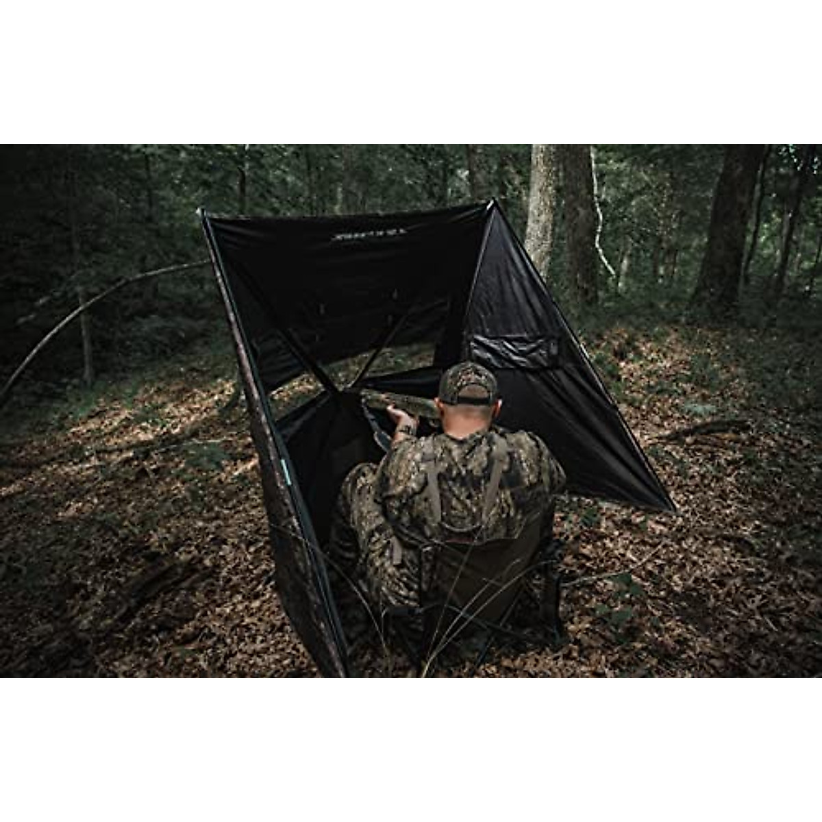 ALPS OutdoorZ Dash Camo Panel Hunting Blind with Hybrid 2 Person Ground Pop Up Design for Quick Deployment, Wide Window, and Interior Mesh Pocket, Realtree Timber