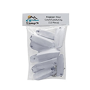 Camp'N - 12 Pack- Baggage Door Catch - Clip - Holder - for RV, Trailer, Camper, Motor Home Baggage Doors (White)