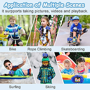 Agoigo Kids Waterproof Camera - Children Underwater HD Video Digital Camcorder, Portable Travel Toy for Toddler - Ideal Christmas Birthday Gifts for Boys Girls Age 3-12 with 32GB Card (Dark Blue)