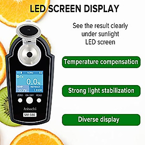 Digital Refractometer Digital BRIX Tester Sugar Meter Ideal for Drinking Water Beverage Kombucha Orchard Fruit Juice Carbohydrate Content High Accuracy Portable Refractive Index Tester 0-58%