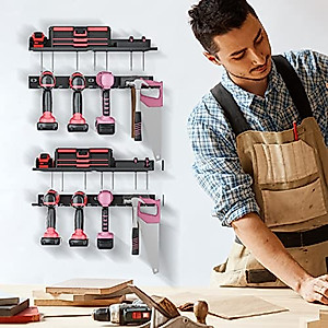 Doozx Power Tool Organizer, Drill Holder, Power Tool Organizer Wall Mount, Power Tool Storage, Heavy Duty Drill Holder Wall Mount, Drill Storage Rack For Garage, Solid Metal Black 2 pack 4 set