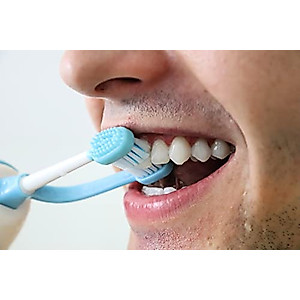 Water Flossing Dual-Head Toothbrush Tip, Tooth Shower Replacement Toothbrush Heads and Other Water Flossing Accessories, Oral Irrigator for Teeth with or Without Braces, Flossing Toothbrush (Blue)