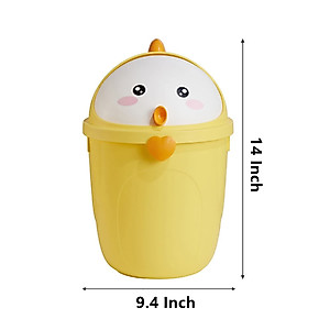 JEIMALEN Kids Trash Can with Lid Bedroom Boys and Girls Room Plastic Garbage Can Bedroom 2 Gallon Small Cartoon Trash Can for Children Waste Basket (1, Yellow)