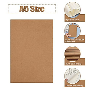 EOOUT Kraft Notebooks, Blank Page Journals in Bulk, 16pcs A5, 8.3 X 5.5 Inches, 60 Pages, 80gsm, Travel Journal Set, for Art Camp, Travelers, Students and Office Supplies Sketchbooks Bulk for Kids