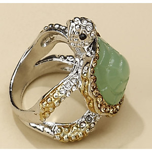 Awmnjtmgpw 925 Sterling Silver Ice Emerald Lovely Little Turtle Innovative Design Beach Wave Vacation Wave Ring Women's Precious Jewelry Size 5-11 (Size 11)