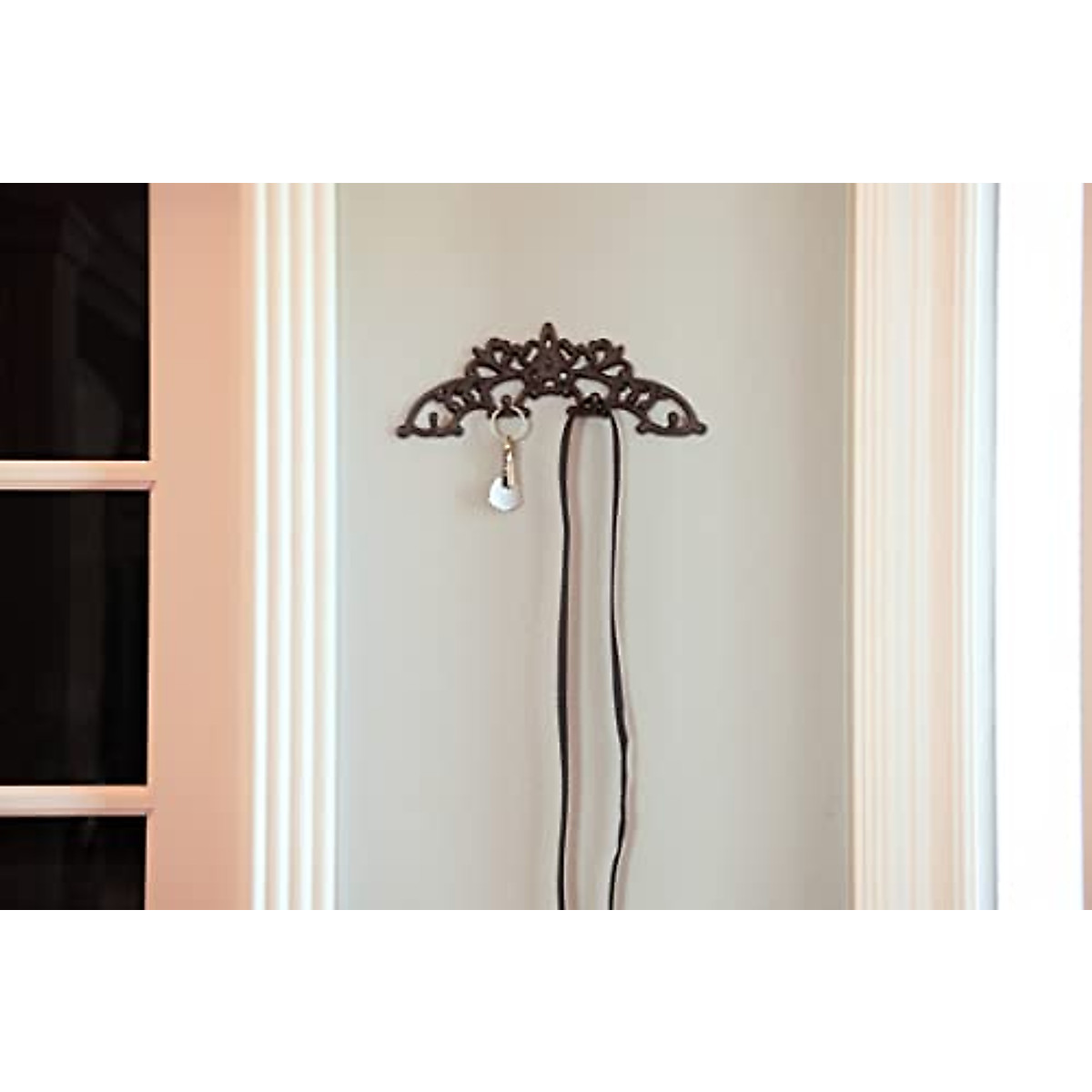 gasare, Decorative Hooks, Key Holder for Wall, Cast Iron Hooks, Wall Mount Screws and Anchors, 12 x 4 ½ Inches, Brown, 1 Unit