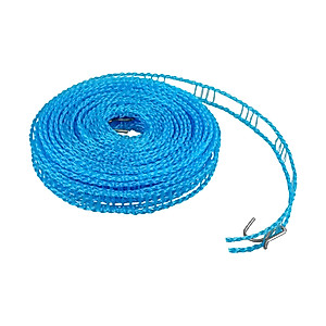 FuninCrea Washing Line 8m, Non-slip and Windproof Clothes Line, Portable Washing Line with 2pcs Stainless Hooks, Fence-Like Rope Washing Line for Indoor Outdoor Camping Traveling(blue)