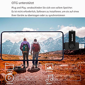 Thkailar 64GB Type C 3.1 USB Flash Drive-2 in 1 Thumb Drive with USB A and Type C Port-Compatible with Mac Pro/Laptops/PC Transfer Data(Black)