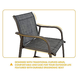 Crestlive Products Outdoor Bar Stools Set of 4, Counter Height Bar Stool All-Weather Patio Furniture with Armrests, Patio Aluminum Bar Stools for Garden Backyard Lawn, 27.5'' Seat Height (Dark Gray)