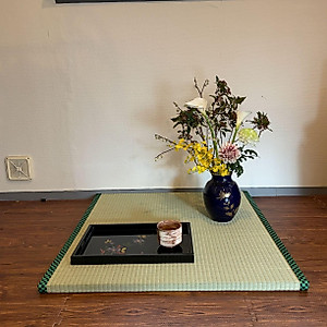 和楽美 Warabi Tatami mat for Living Room, Mattress, Rug,Portable Mattress,Japanese Bed, Rush Igusa Made in Japan 33.5in×33.5in (Asanoha)