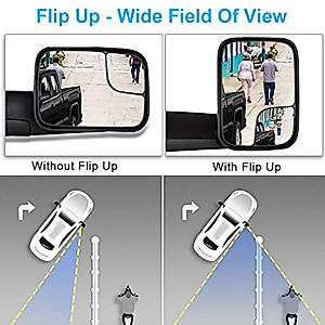 ECCPP Towing Mirrors Replacement fit for Dodge 94-01 for Ram 1500 94-02 for Ram 2500 3500 Pickup Truck Manual Towing Tow Mirrors Left Driver and Right Passenger Pair Set Fits 60177-78C Side Mirrors