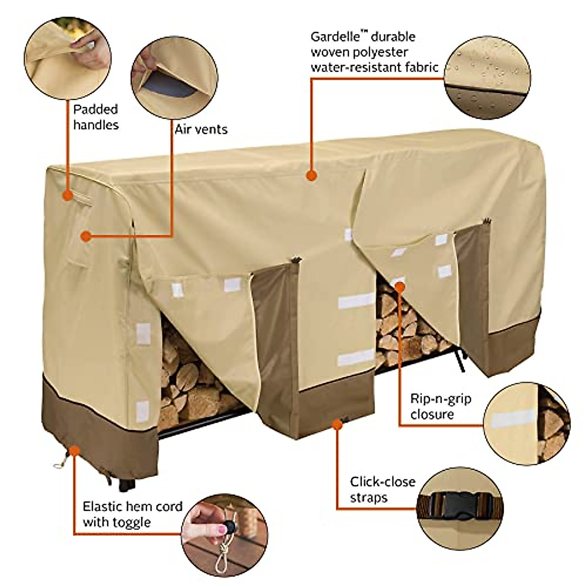 Classic Accessories Veranda Water-Resistant 8 Foot Log Rack Cover, Patio Furniture Covers