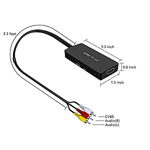 Dingsun HDMI to RCA Converter, HDMI to Audio Video Converter, Plug and Play, Convert HDMI Signal to RCA (AV) Composite Video and L/R Stereo Audio Signals (HDMI to RCA Converter)