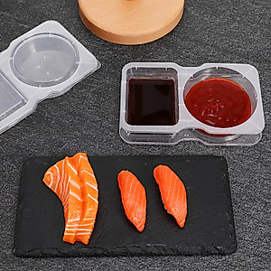 Gatuida Double Compartment Condiment Containers with Lids: 20PCS Disposable 2 Compartment Condiment Containers Seasoning Cup for Sauce Salad Travel Sampling