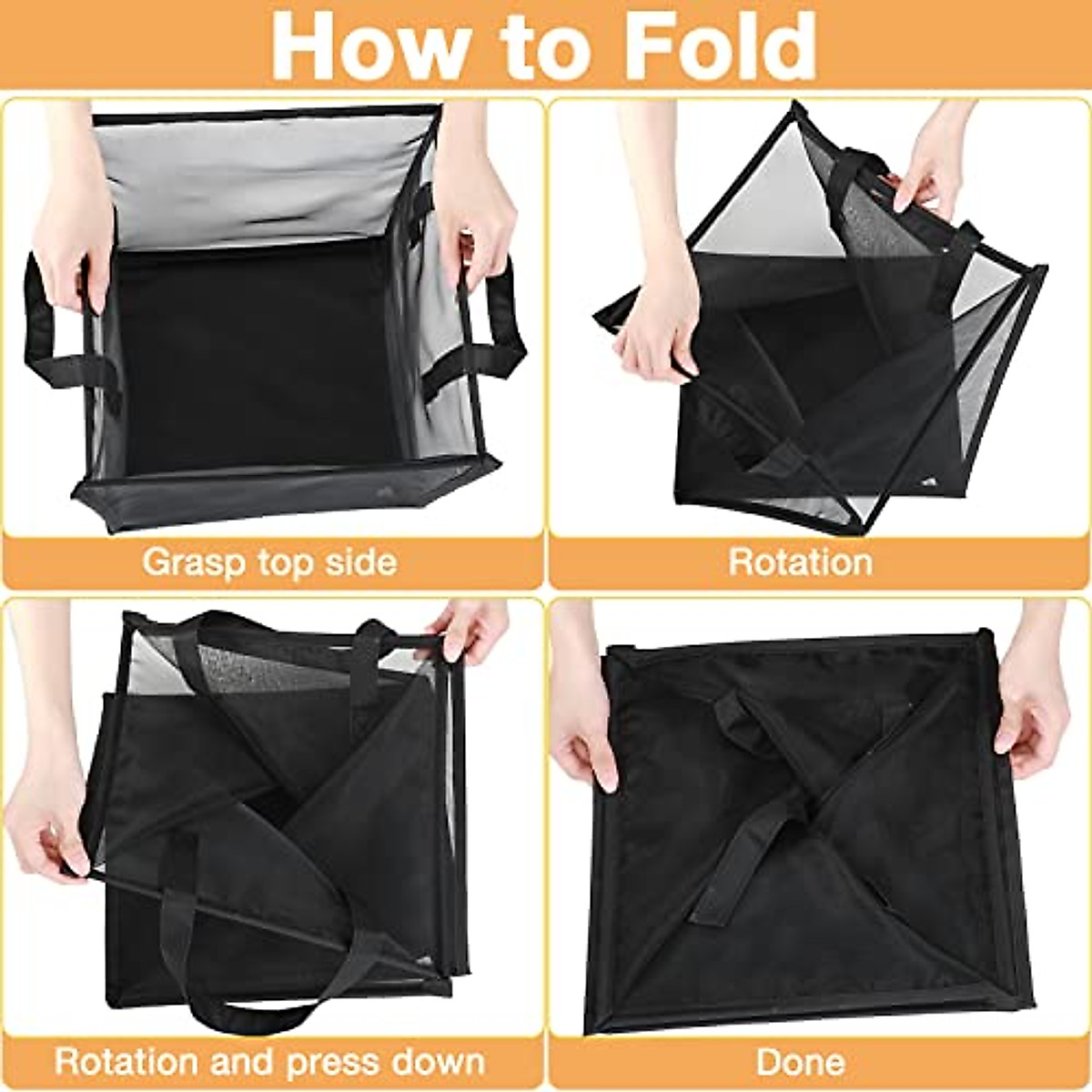 6 Pcs Popup Laundry Hamper 12.6 Inch Small Collapsible Laundry Baskets with Handles, Portable Mesh Laundry Hamper, Foldable Clothes Hamper for Washing Storage, Kids Toy College (Black,Single Layer)