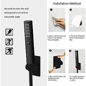 Shower Head, Rain Shower Head with Handheld,High Pressure 6'' Rainfall Stainless Steel Shower Head / 2 Settings Handheld Shower Combo with Shower Holder and 78'' Explosion-Proof Hose (Black)