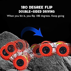 DqsWko Double-Sided Pull Back carsr. Friction Cars for Kids ，Vibration inertial car. Toy Pull Back car. Big tire Four-Wheel Drive Toy car for Boys and Girls（4pcs）