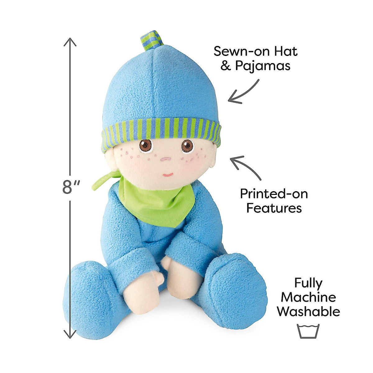 HABA Snug-Up Soft Plush Luis First Baby Doll 8" - Perfect Newborn and Infant Toy, Small Machine-Washable Baby Essentials, Ideal Boy Doll