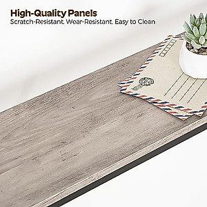 YATINEY 63" Console Table, Narrow Long Entryway Table, Industrial Skinny Sofa Tables, 2-Layer Hallway Table for Entryway, Display Table Behind Couch, Greige and Black CT16BG