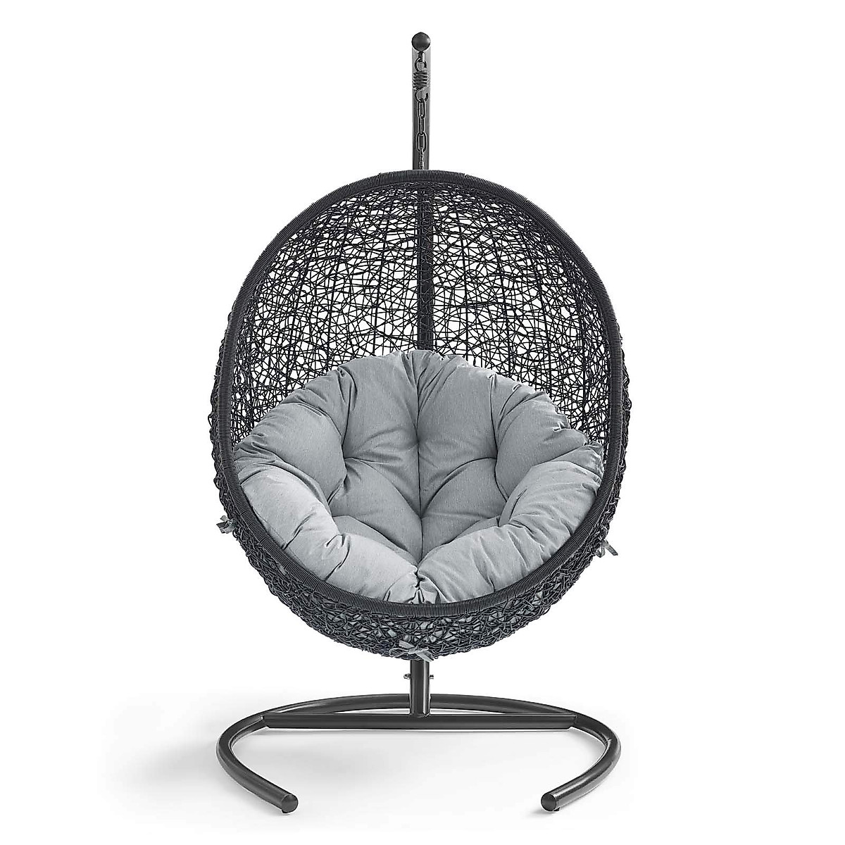 Modway EEI-739-GRY-SET Encase Wicker Rattan Outdoor Patio Porch Lounge Egg, Swing Chair with Stand, Gray
