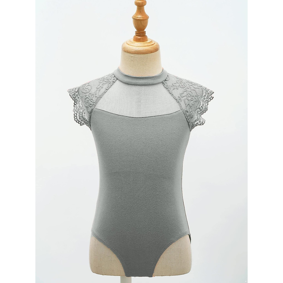 Oyolan Girls Kids Classic Ballet Dance Leotard Sleeveless Lace Floral Gymnastics Bodysuit Unitard Ballerina Costume Grey 15-16 Years