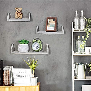 LIANTRAL Floating Wall Shelves, Set of 3 Wall Mounted Solid Wood Shelves, Floating Shelves for Bedroom Bathroom Living Room Kitchen, Shelves for Wall Decor Hanging Shelves