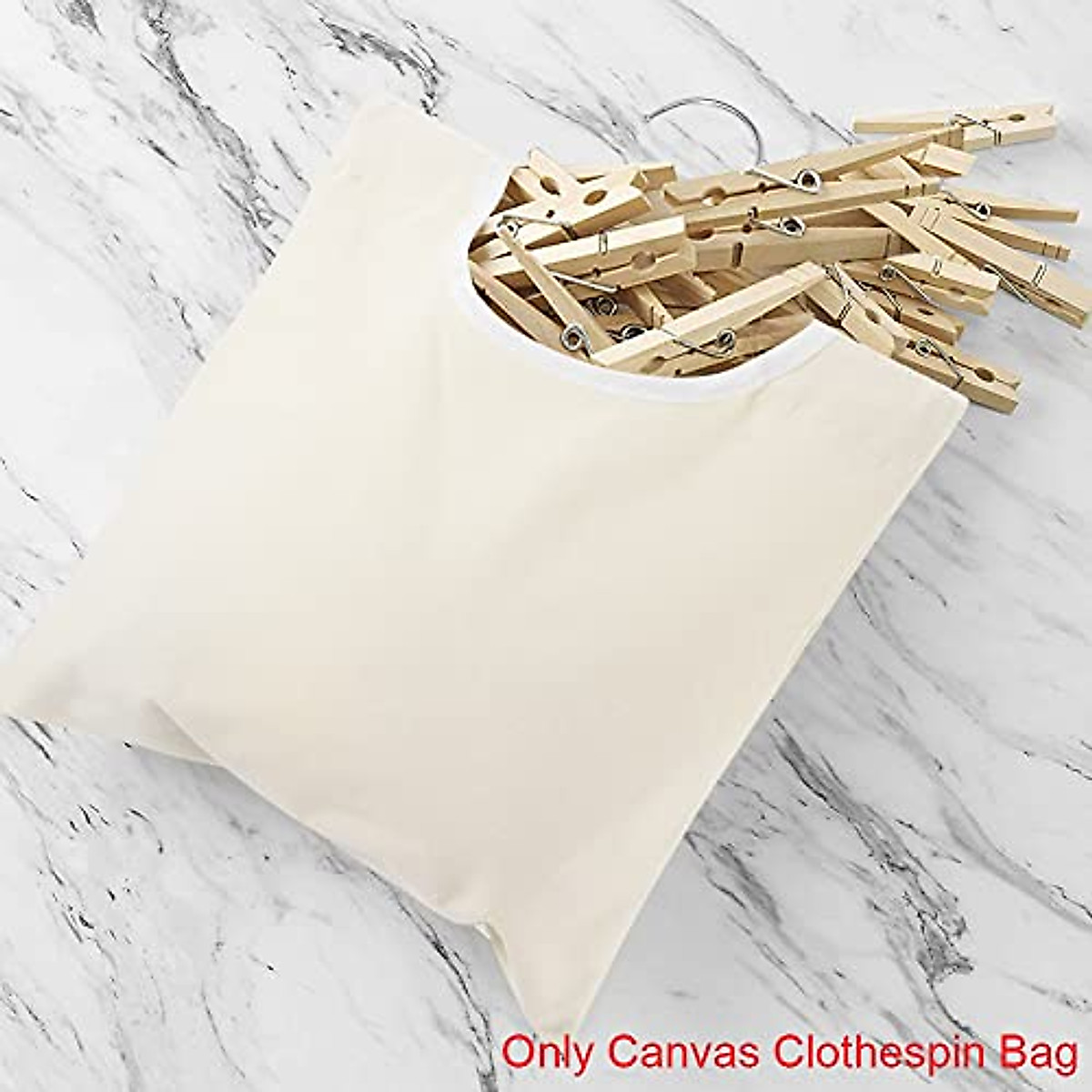 Canvas Clothespin Bag, Portable Reusable Oxford Cloth Hanging Storage Organizer, Laundry Clothes Pin Holder with an Extra-Large Hook for Hanging and Effortlessly Slidingwith