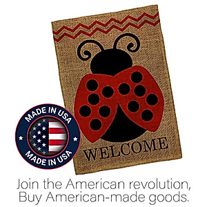 Welcome Ladybug Burlap Garden Flag - Friends Bugs & Frogs Butterfly Ladybugs Dragonfly Bee Springtime Insect Natural Wildlife - Yard Decorations Holiday Outdoor Flags Double-Sided 12.5 X 18