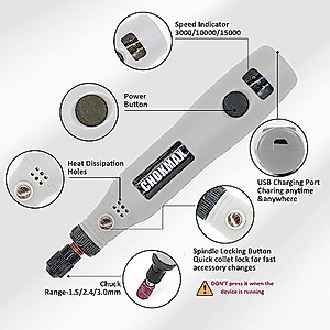 CHOKMAX Cordless Rotary Tool, 3.7V Li-ion MRT22DC Mini Rotary Multi-Tool Kit with Variable Speed, 40pcs Accessories Kit Electric Rotary DIY Grinder for Polishing, Cleaning and Engraving