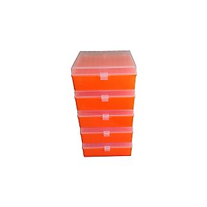 Argos R3128 Translucent Polypropylene 100 Place Microcentrifuge Tube Cryogenic Storage Box with Orange Lid for 0.5, 1.5 and 2.0mL Microcentrifuge Tubes (Pack of 5)