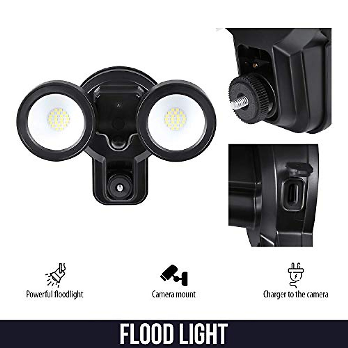 Wasserstein 3-in-1 Wired Floodlight, Charger and Mount Compatible with Blink Outdoor & Blink XT2/XT Camera - 2000 Lumens Powerful Floodlight (Black) (Blink Camera NOT Included)