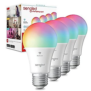 Sengled Smart Bulb, WiFi Light Bulbs, Color Changing Light Bulb, Smart Light Bulbs that Work with Alexa & Google Assistant, A19 RGB Alexa Light Bulb No Hub Required, 60W Equivalent 800LM CRI>90, 4Pack