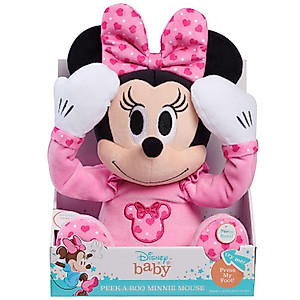 Disney Baby Peek-A-Boo Interactive Plush Stuffed Animal with Sounds, Minnie Mouse, Pink, Kids Toys for Ages 09 Month by Just Play