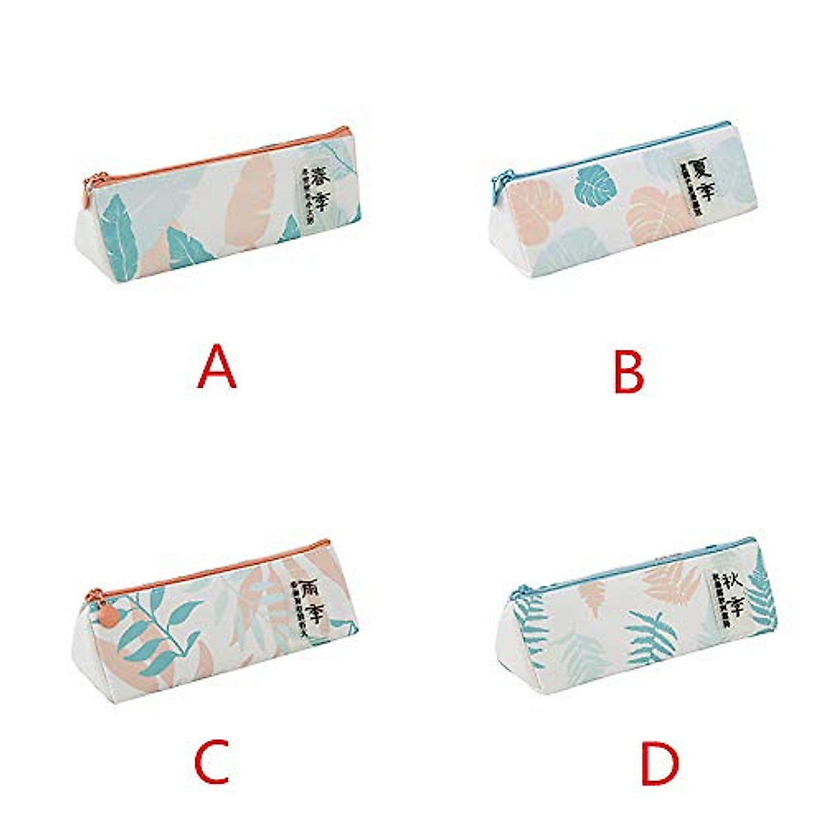 IEasⓄn Office & Stationery,Students 4 Seasons Triangle Pencil Case General Cosmetic Bag Makeup Pouch Pencils Box IE-NN2305 (White-d)