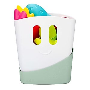 Ubbi Freestanding Bath Toy Organizer Bath Caddy with Removable Drying Rack Bin & Scoop for Toddlers + Baby, Sage