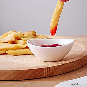 OMAYKEY Sauce Dish Set of 10, 2.5 oz Porcelain Dipping Bowls Set, White Dipping Sauce Dishes for Soy Sauce, Ketchup, Condiment, BBQ Sauce or Seasoning, Honey Mustard