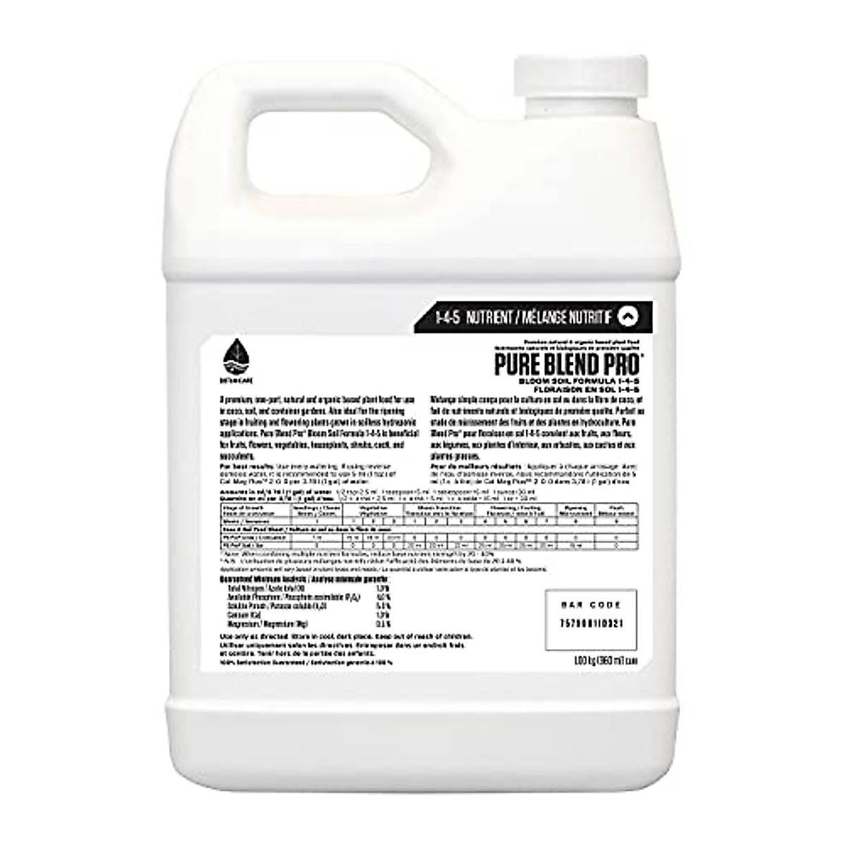 Botanicare Pure Blend Pro Bloom Soil, Nutrient for Fruit and Flowers, 1-4-5, 1 qt.