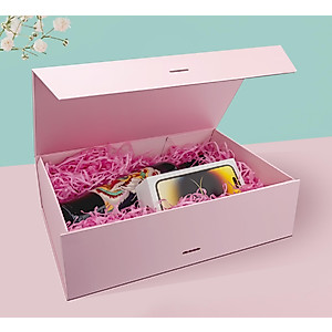 WARMGBOXCO 1 Pcs Pink Gift Box 13x9x4Inch,Gift Boxes with Lids for presents,Collapsible Boxes for Gifts,With Greeting Card,Suitable for Bridesmaid Proposal Box,Birthday Gift Box,Etc.