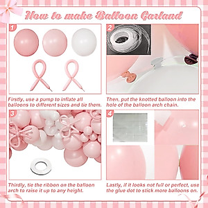 Coquette Birthday Decorations 145 Pcs Coquette Bow Pink and White Balloon Arch Kit Include Bow Balloon Light Pink White Bow Balloons for Pink Bow Birthday Party Decorations