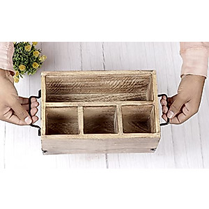 Mother's Day Gifts Wooden Kitchen Utensil Holder With 4 Compartments Wood Utensil Organiser for Cutlery, Napkins, Cups Caddy Organizer
