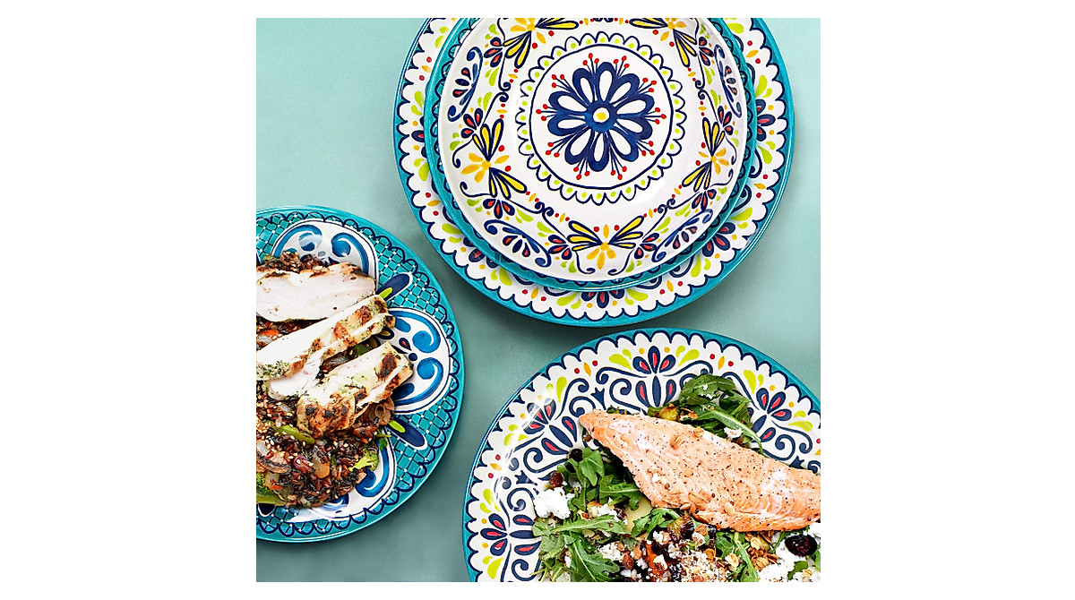 Zak Designs Melamine Dinnerware Set for 4 | Durable & Stylish
