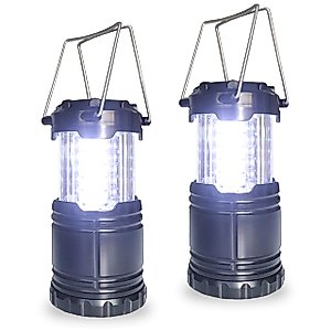 Gioyonil LED Camping Lantern Lamp, 2 Pack Portable Battery Powered Collapsible Tent Lights Pop Up Flashlight Survival Kits for Hurricane Storm, Home Emergency, Power Outage, Hiking